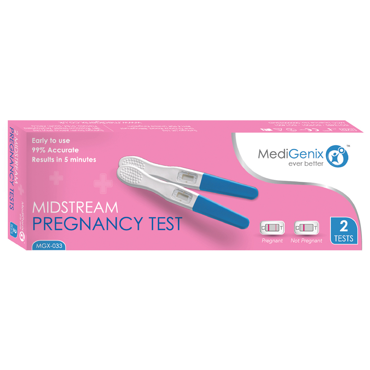 MediGenix Pregnacy Test Midstream (2 Tests) - Medigenix